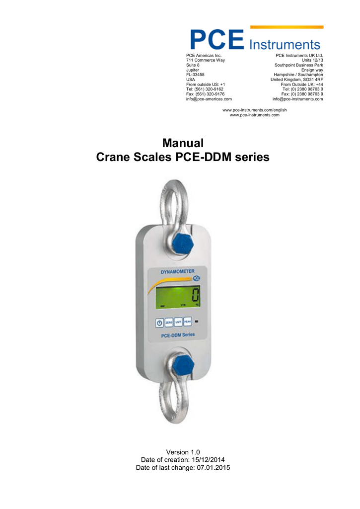 PCE PCE-DDM 3-ICA Hanging Scales Owner's Manual | Manualzz