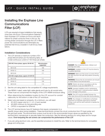 Enphase Line Communications Filter LCF Quick Install Guide | Manualzz