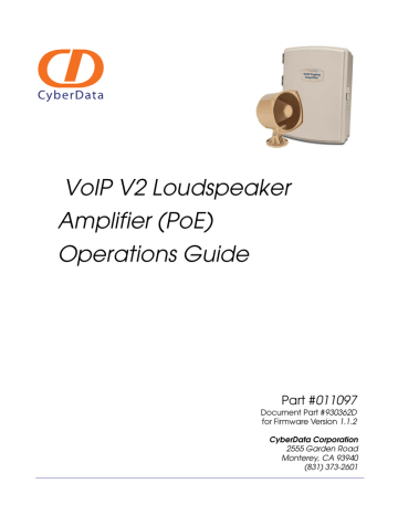 CyberData VoIP Loudspeaker Amplifier V2 PoE Operations Guide | Manualzz