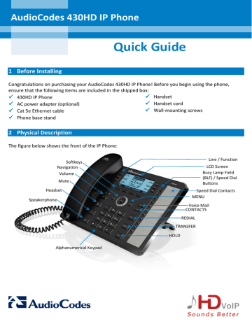 AudioCodes 430HD Quick Manual | Manualzz