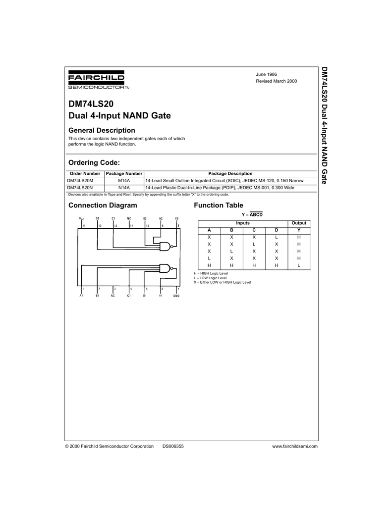 3 pack 74LS20 Dual 4-Input NAND Gate tillescenter Logic Gates ...