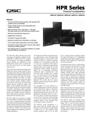 QSC HPRi powered speakers Spec sheet | Manualzz