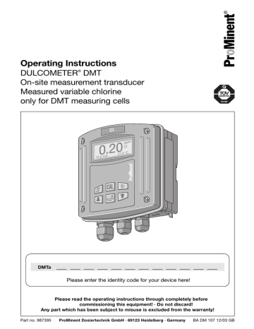 ProMinent Dulcometer DMT Operating Instructions Manual | Manualzz