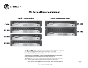 Crown CTs 600, CTs 1200, CTs 2000, CTs 3000, CTs 4200, CTs 8200 ...