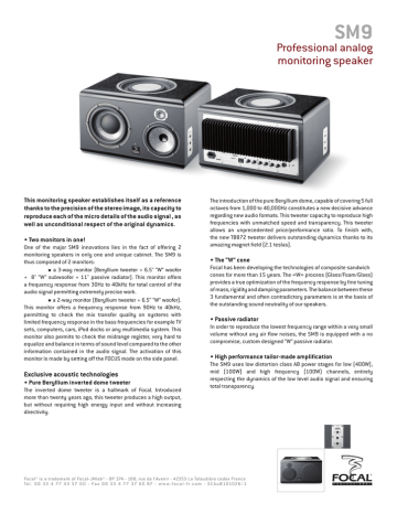 Focal SM9 Specification Sheet | Manualzz