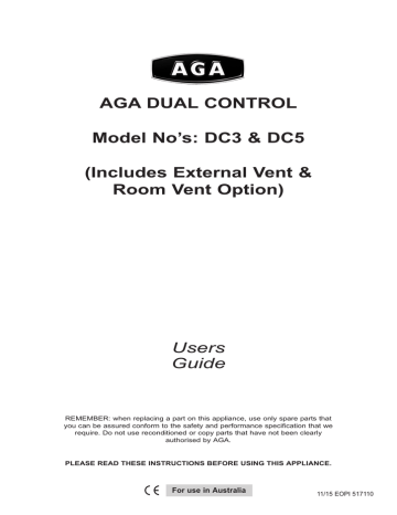 AGA Dual Control Cooker DC3, DC5 Users Guide | Manualzz