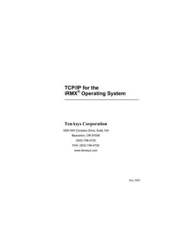 TCP/IP iRMX Operating System User Manual | Manualzz