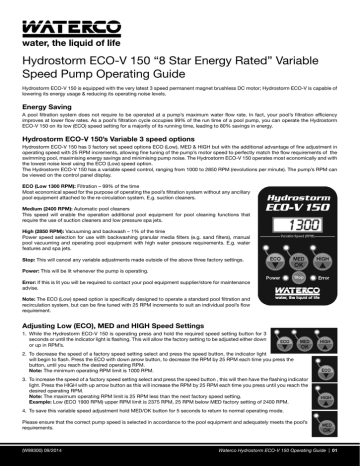 Waterco Hydrostorm ECO-V 150 Operating Guide | Manualzz