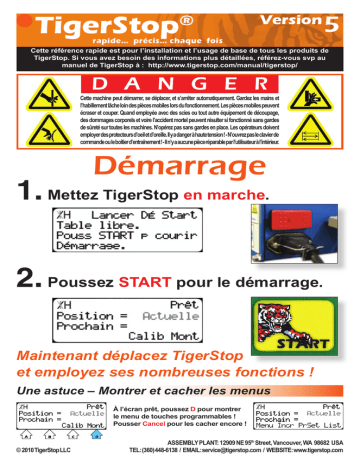 TigerStop Manuel d’utilisation rapide | Manualzz