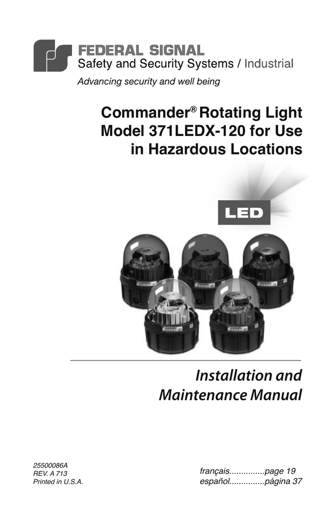 Federal Signal 371LEDX Commander® Hazardous Location LED Rotating Light ...
