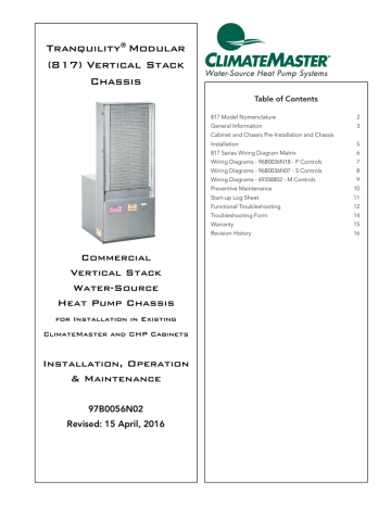 ClimateMaster 817 Vertical Stack Chassis Installation Manual | Manualzz