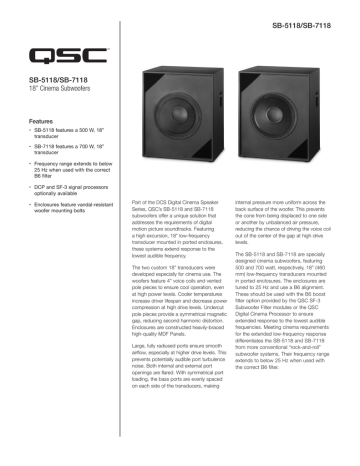 QSC SB-5118 Spec sheet | Manualzz