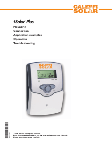 Caleffi Solar Controller iSolar Plus User Manual | Manualzz