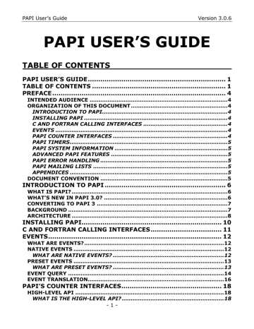 PAPI User’s Guide - Performance Application Programming Interface ...