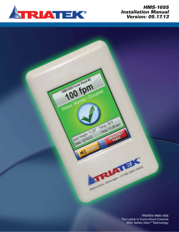 Fume hood controller HMS-1655 Installation Manual | Manualzz
