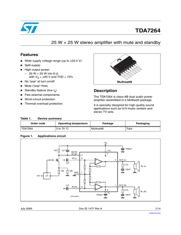 STMicroelectronics TDA7264 Datasheet | Manualzz