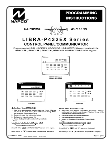 NAPCO GEM-DXK2 Programming Instructions Manual | Manualzz
