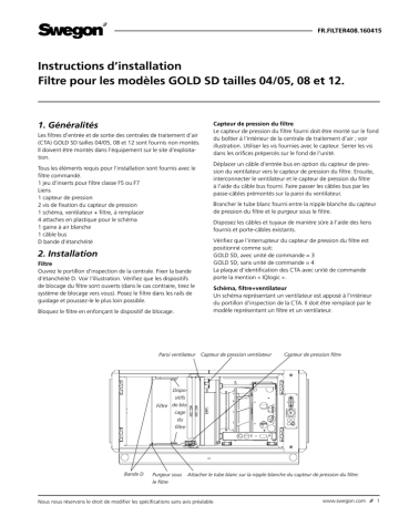 Swegon GOLD SD Filter Mode d'emploi | Manualzz