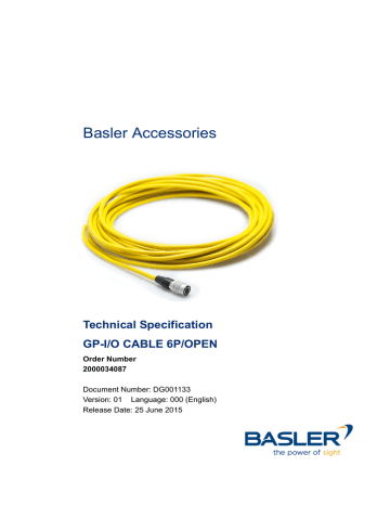 Basler GP-I/O Cable 6P/OPEN Technical Specification | Manualzz