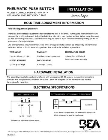 BEA PNEUMATIC PUSH BUTTONS User guide | Manualzz