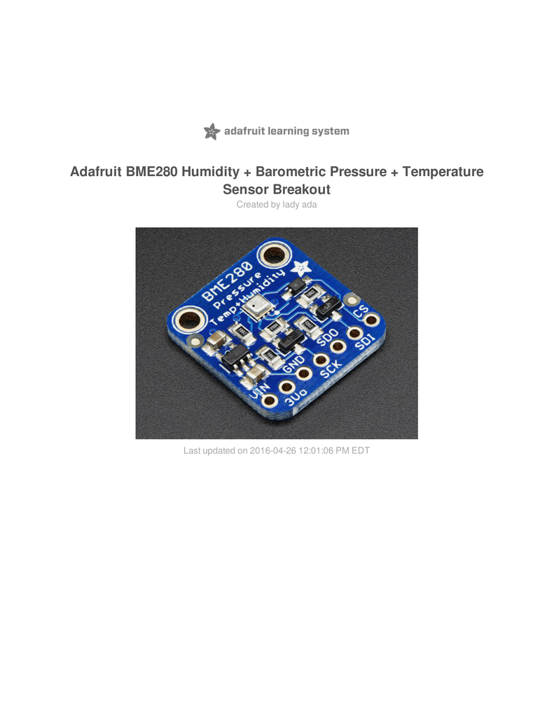 Adafruit Industries BME280 User manual | Manualzz