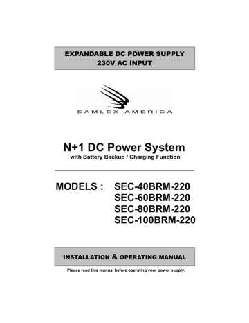Samlexpower SEC-40BRM Installation & Operating Manual | Manualzz