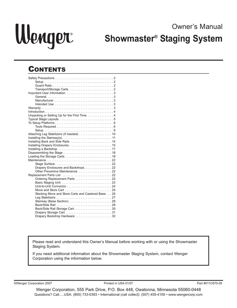 Showmaster Staging Owner's Manual | Manualzz