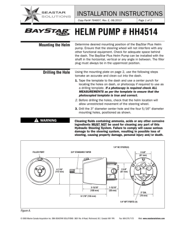 Helm Pump BayStar Plus HH4514 Installation Instructions | Manualzz