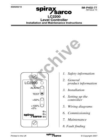 Level Controller LC2200 Installation and Maintenance Instructions ...