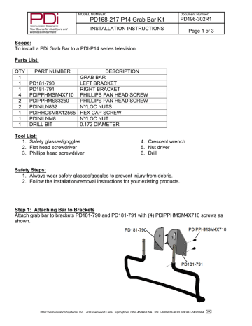 PDi PD168-217 Installation Instructions | Manualzz
