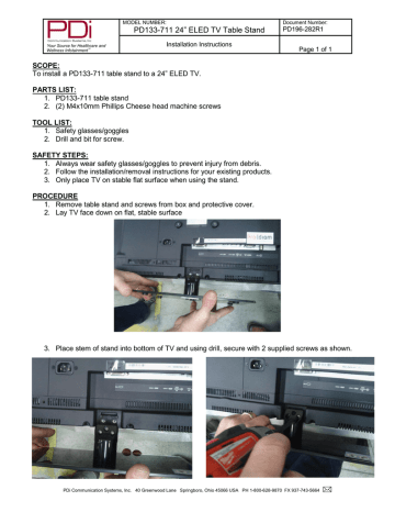 PDi PD133-711 Installation Instructions | Manualzz
