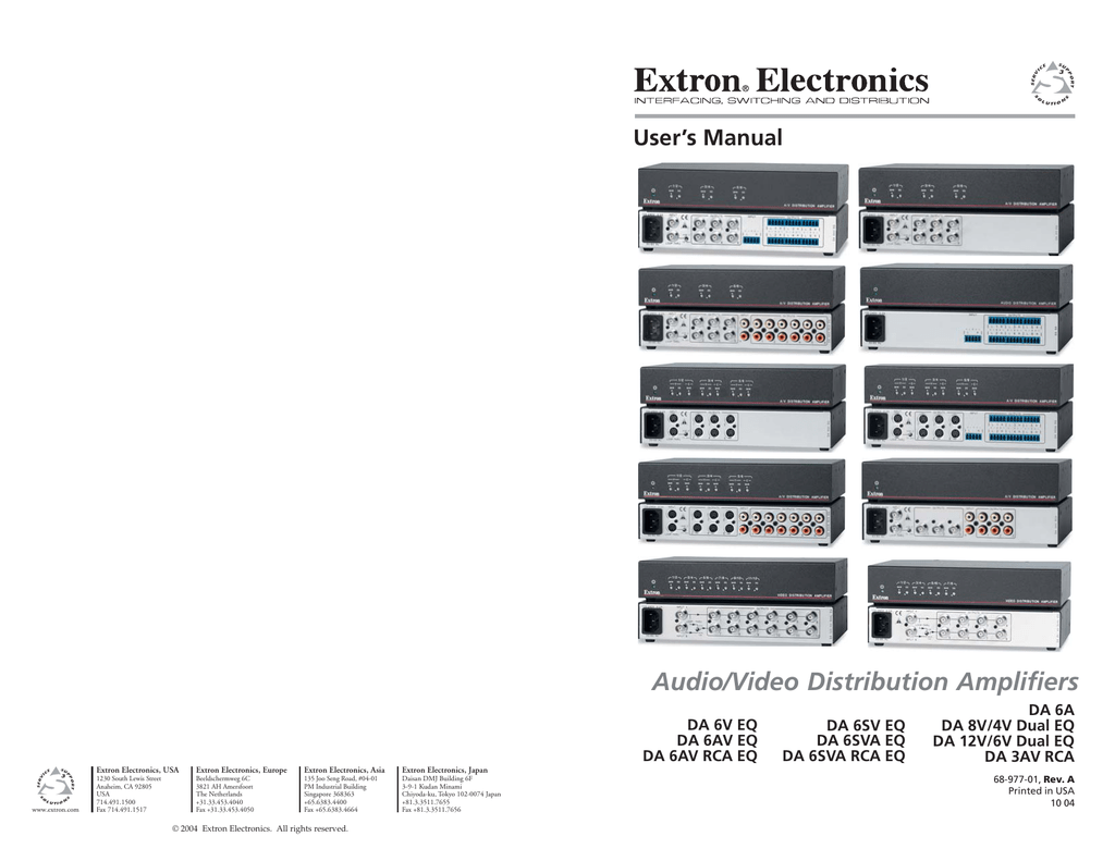 Extron electronics DA 8V User manual | Manualzz