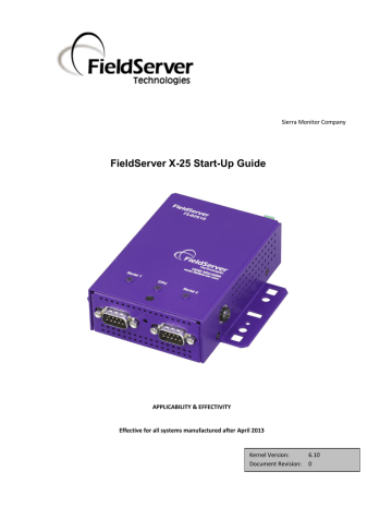 FieldServer_FS-X25_Start_Up_Guide | Manualzz