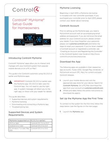 Control4 MyHome Setup guide | Manualzz