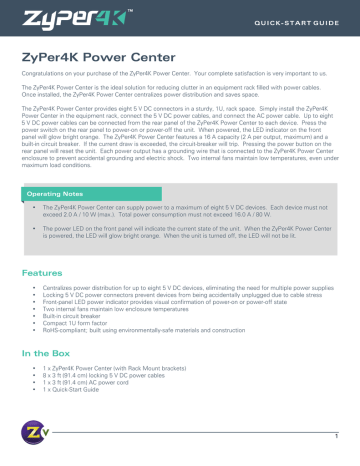 ZyPer4K Power Center Quick-Start Guide | Manualzz