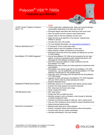Polycom VSX 7000s Series Features And Benefits | Manualzz
