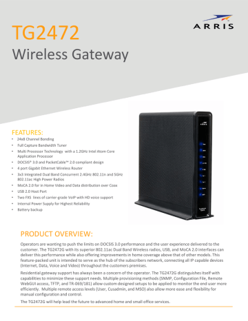 Arris TG2472 Wireless Gateway Specification | Manualzz