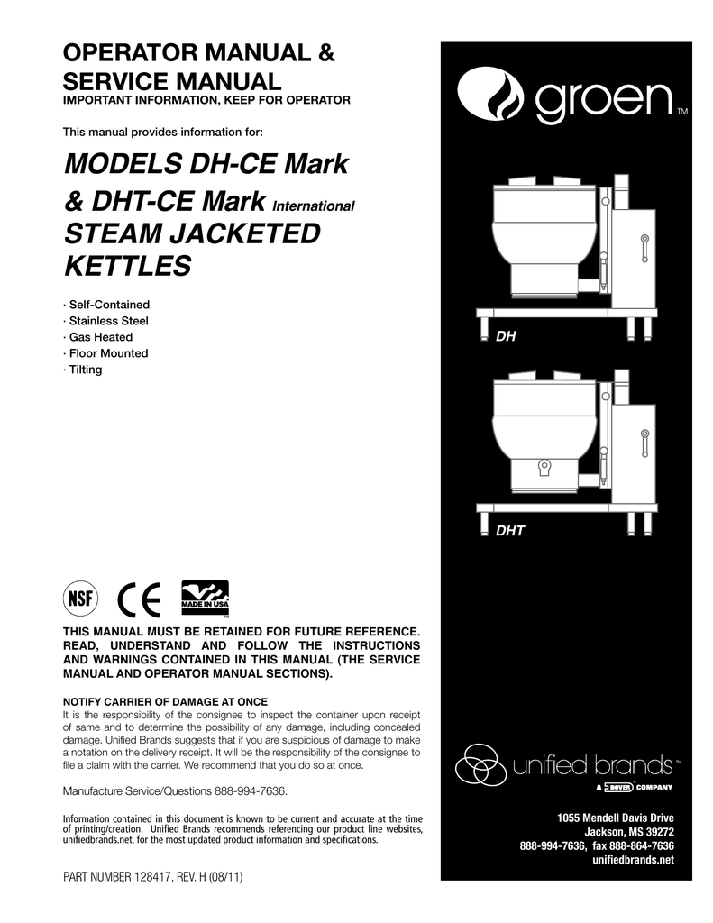 Groen Steamer Parts List