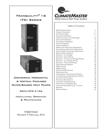 ClimateMaster Tranquility 16 (TC) Installation Manual | Manualzz