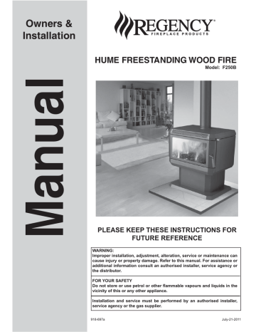 Wood stove F250B Manual | Manualzz