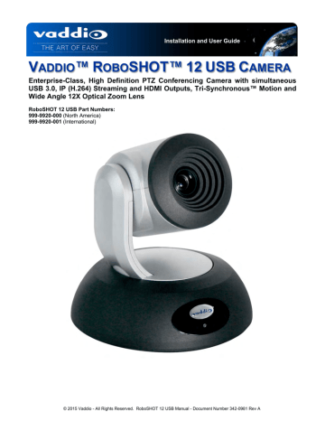 VADDIO RoboSHOT 12 999-9920-001 Installation and User Manual | Manualzz
