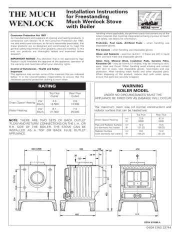 AGA Coalbrookdale Much Wenlock boiler installation Guide Installation ...