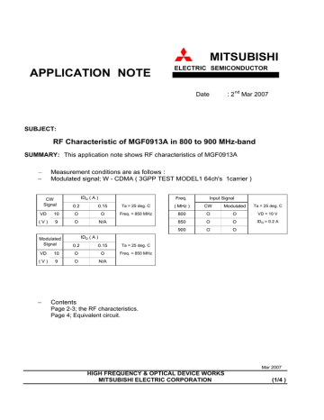 RF Transistor MGF0913A Application Note | Manualzz