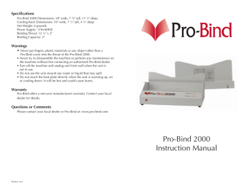 MyBinding Pro-Bind 2000 manual | Manualzz