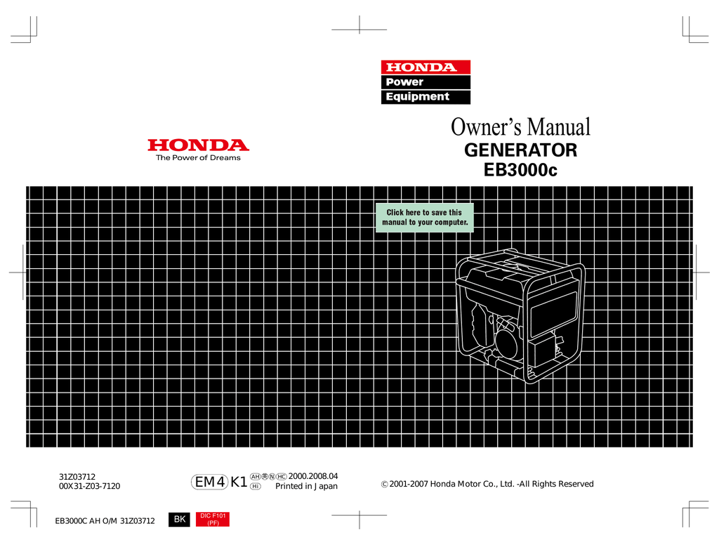Honda EB3000c Owner's Manual | Manualzz