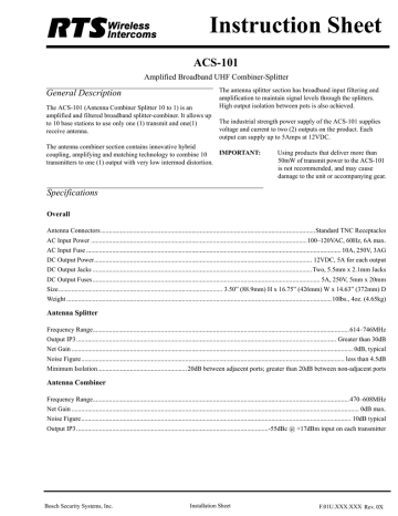 RTS ACS-101 manual | Manualzz