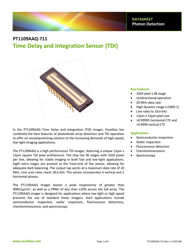 CCD Linear Imagers - Time Delay and Integration Sensor (TDI ...