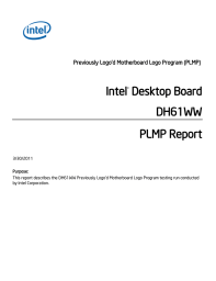Intel DH61WW - Manual, User guide, Product Manual