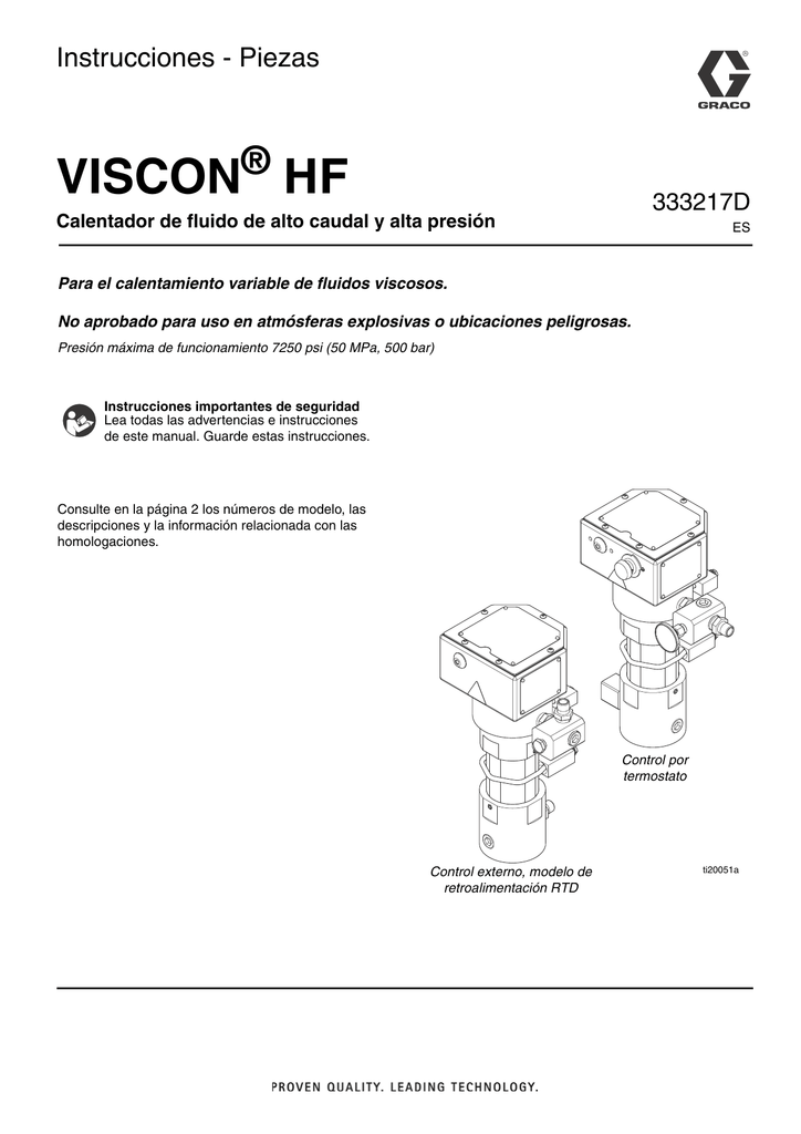 Graco 333217D - Viscon HF High Flow High Pressure Fluid Heater Instructions | Manualzz