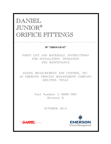 Orifice Fitting JUNIOR Manual | Manualzz
